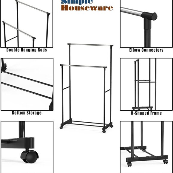 Storage & Organization | New Simple Houseware Double Rod Portable ...